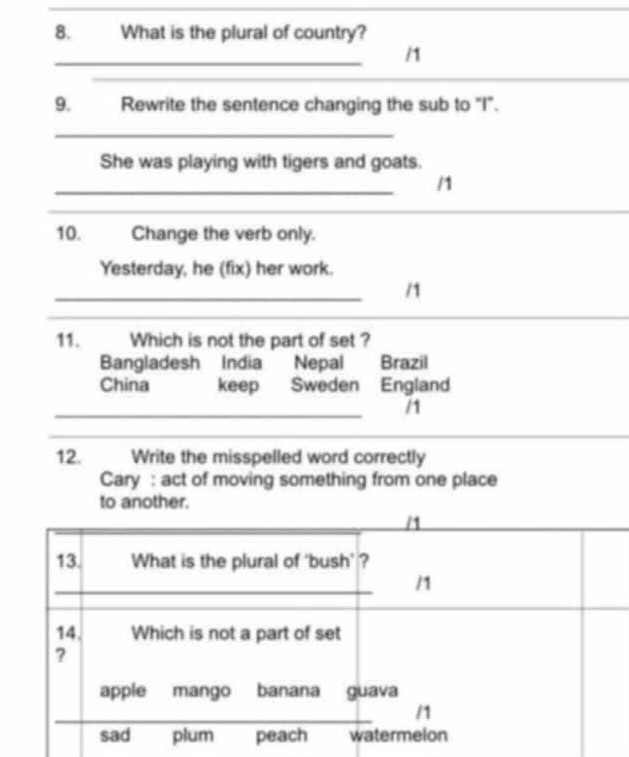 8. What is the plural of country? 9. | StudyX