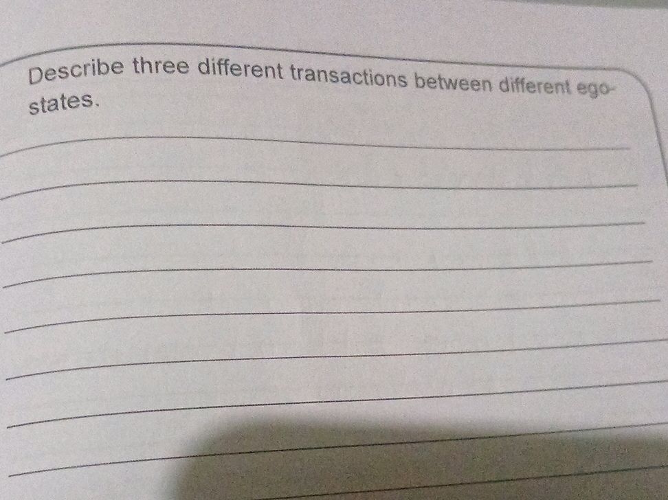 Describe three different transactions | StudyX