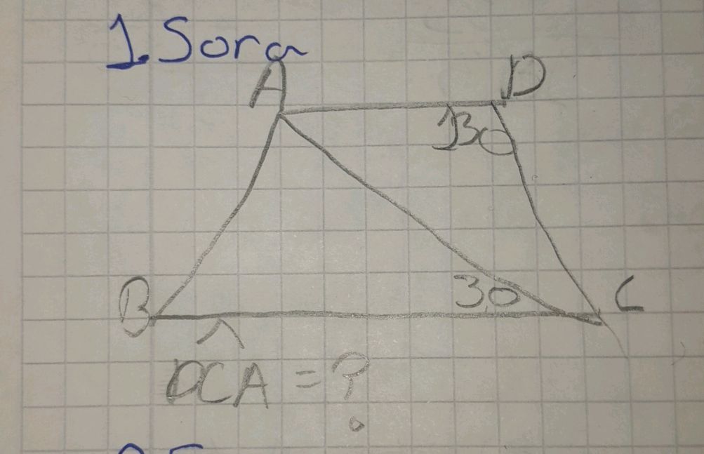 $ DCA = ?$ The image shows a trapezoid | StudyX