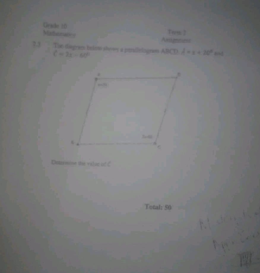 2.3 The diagram below shows a parallelogram | StudyX