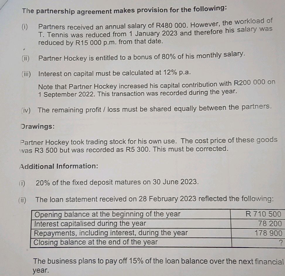 The partnership agreement makes provision | StudyX