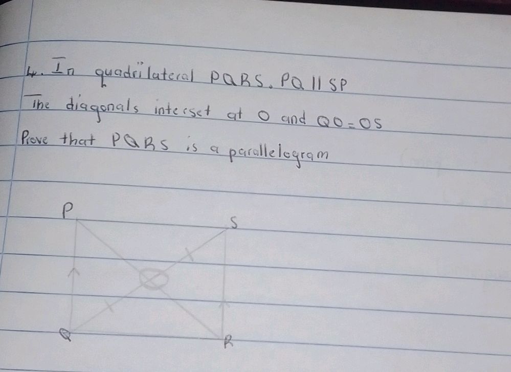 4. In quadrilateral PQRS, PQ || SP The | StudyX