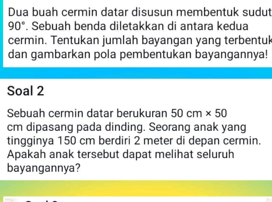 Dua buah cermin datar disusun membentuk | StudyX