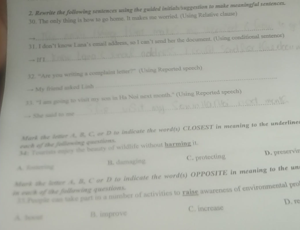 2. Rewrite the following sentences using the | StudyX