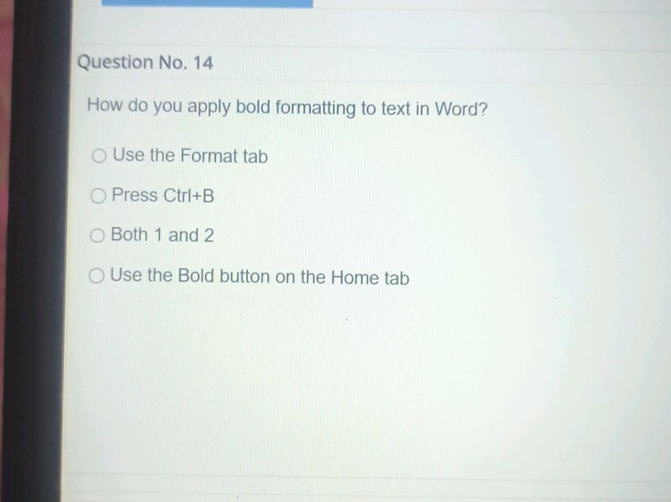 Question No. 14 How do you apply bold | StudyX