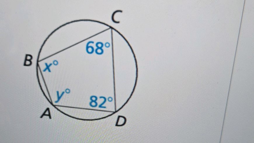 The image shows a cyclic quadrilateral ABCD | StudyX