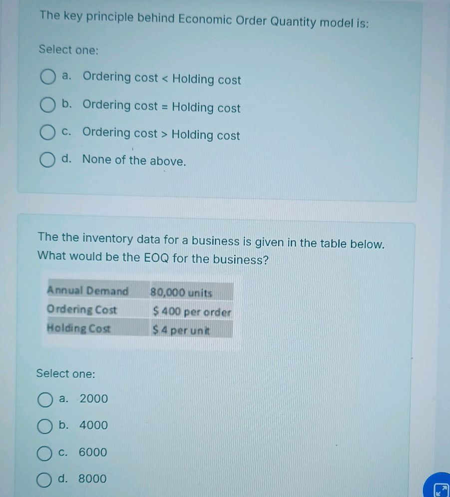 The key principle behind Economic Order | StudyX