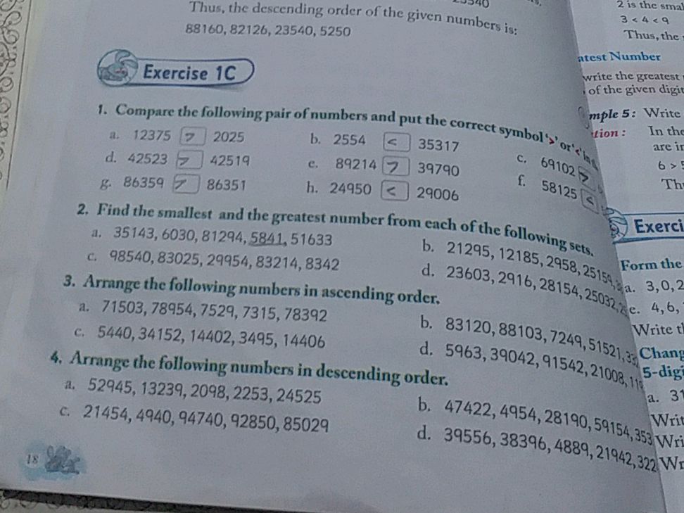 1. Compare the following pair of numbers and | StudyX