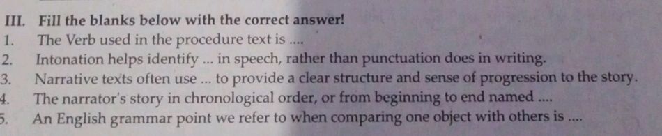 III. Fill the blanks below with the correct | StudyX