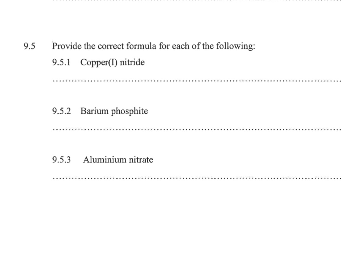 9.5 Provide the correct formula for each of | StudyX
