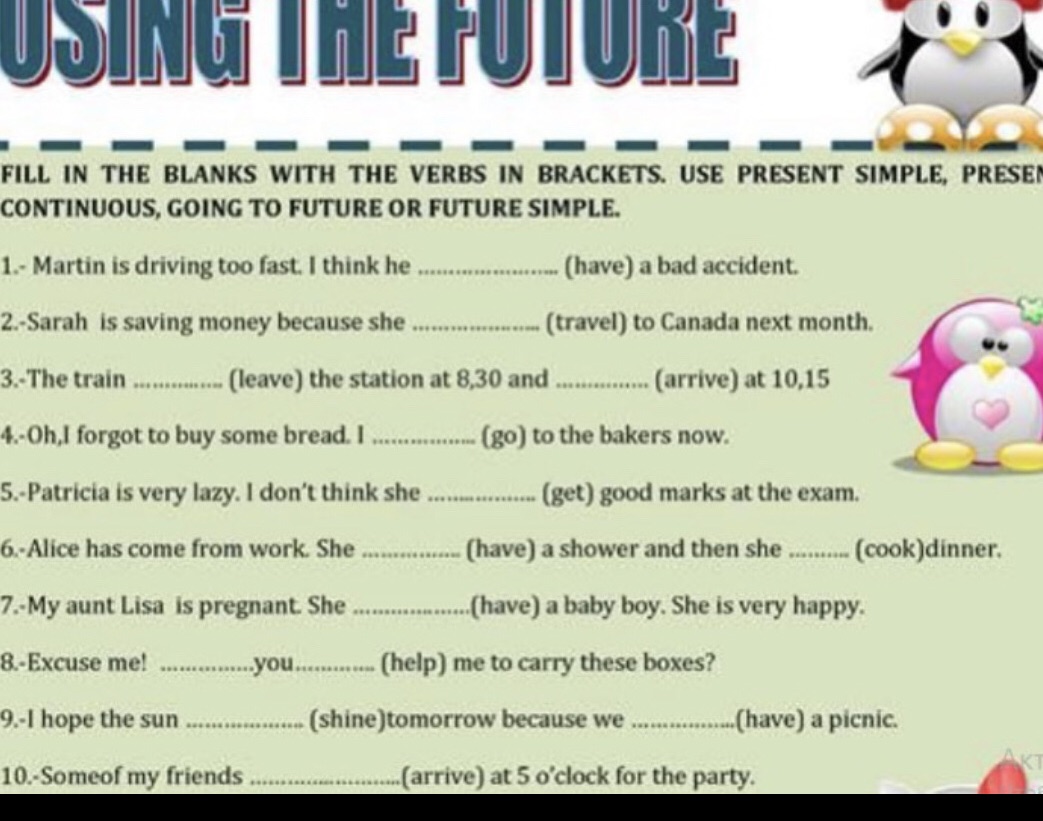 FILL IN THE BLANKS WITH THE VERBS IN | StudyX