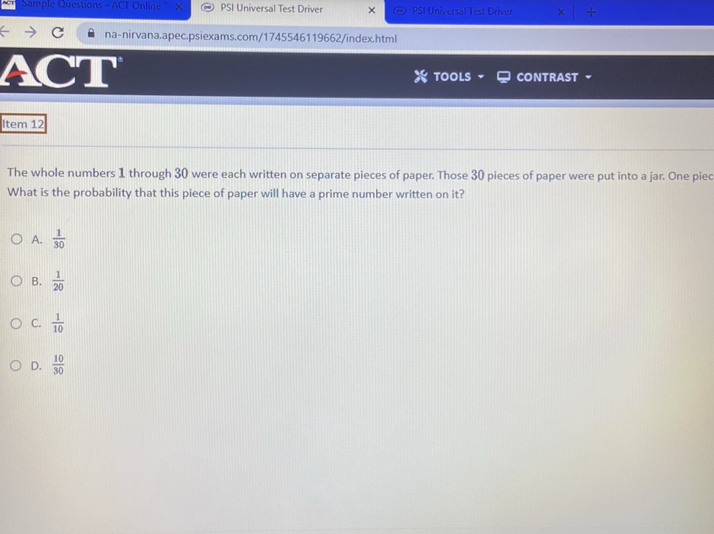 The whole numbers 1 through 30 were each | StudyX