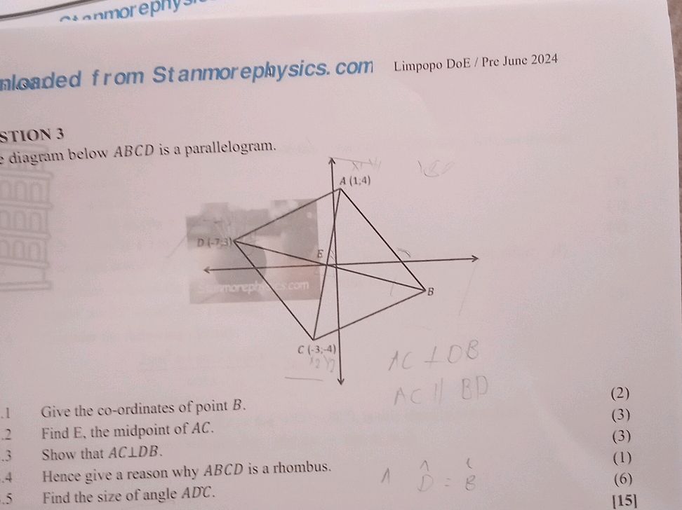 QUESTION 3 The diagram below ABCD is a | StudyX