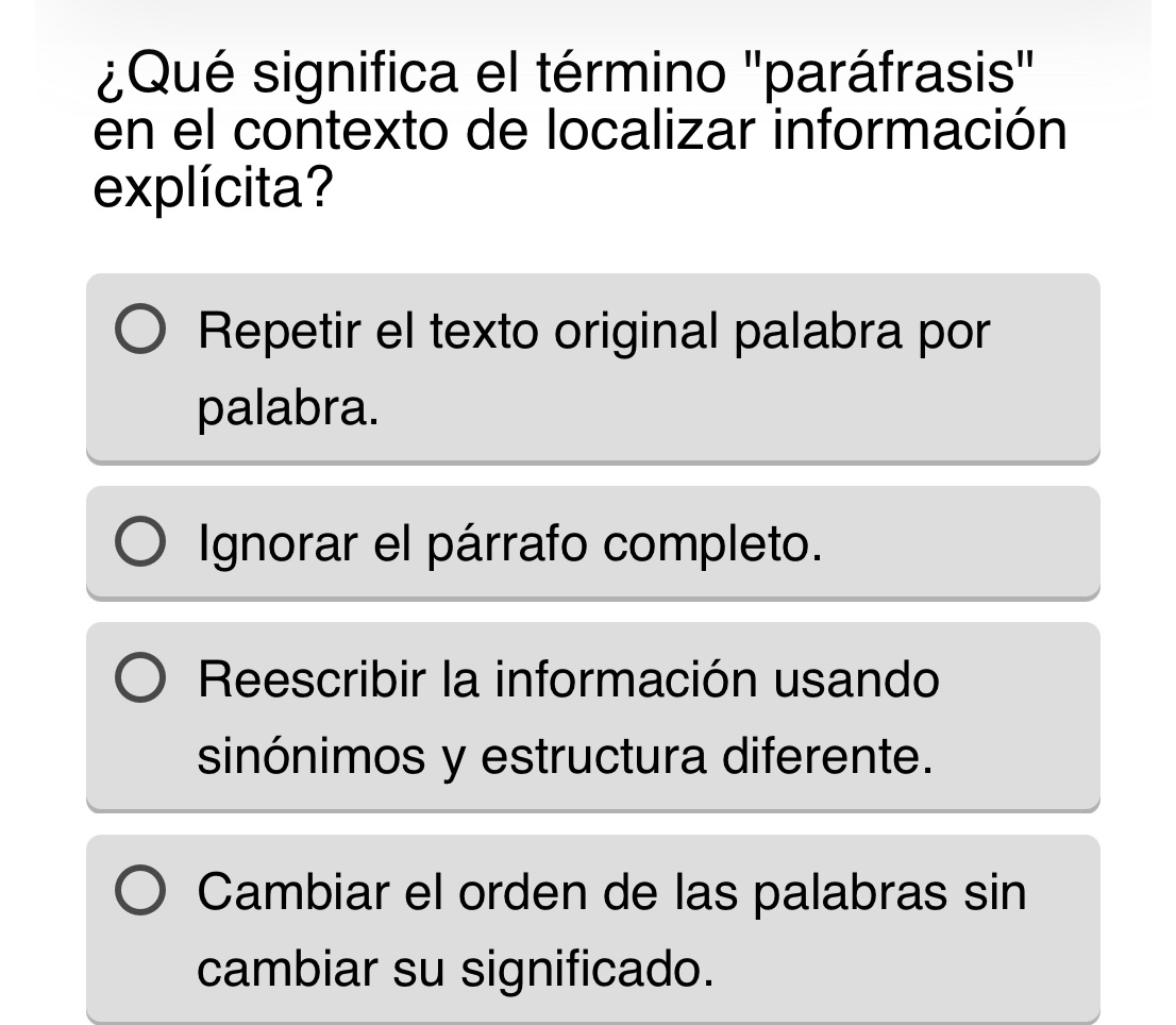 ¿Qué significa el término "paráfrasis" en el | StudyX