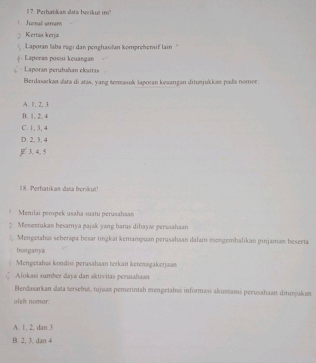 17. Perhatikan data berikut ini! 1. Jurnal | StudyX