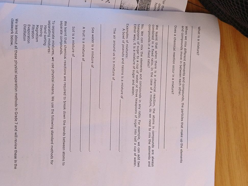 What is a mixture? When we mix different | StudyX