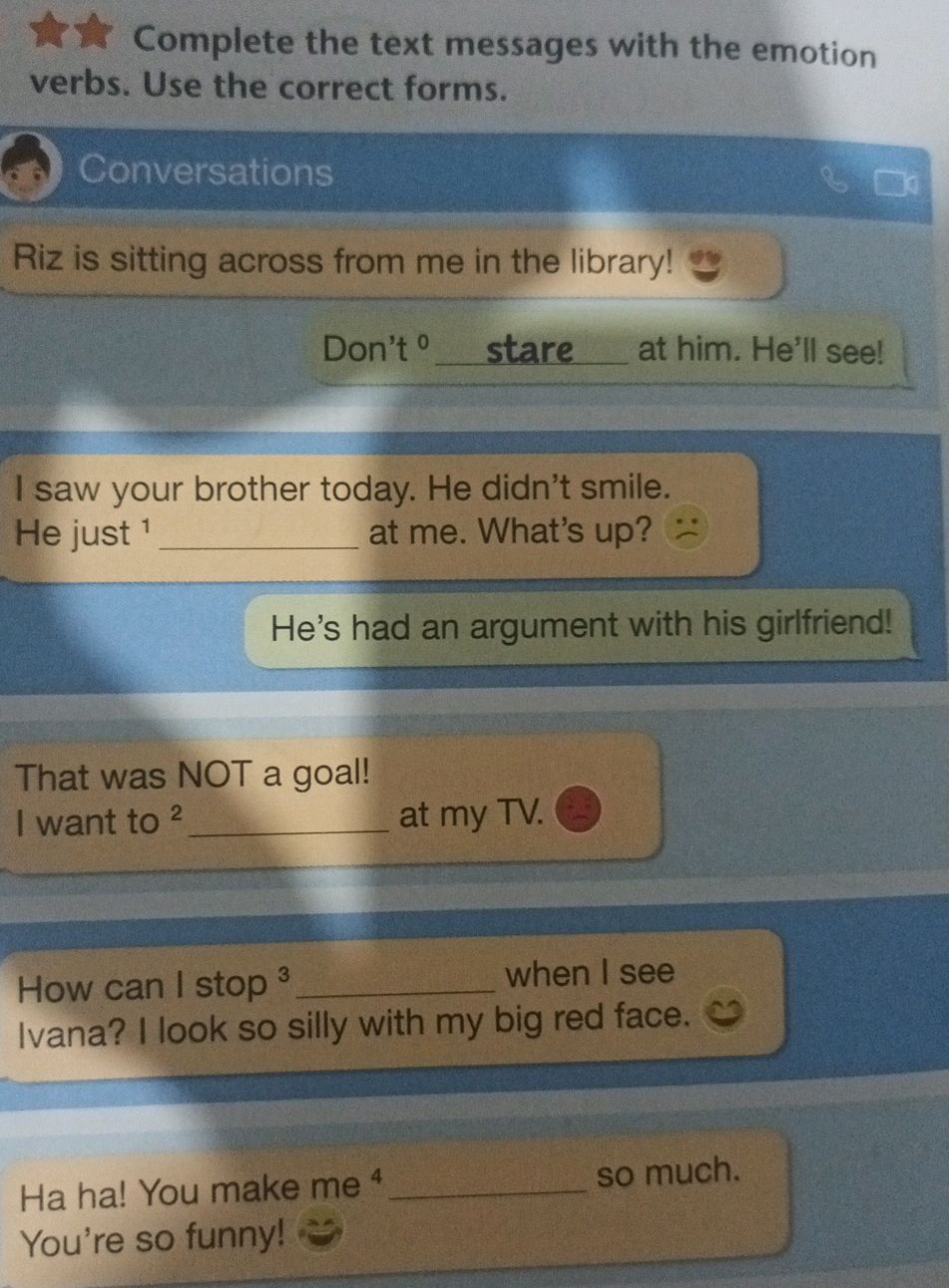 Complete the text messages with the emotion | StudyX