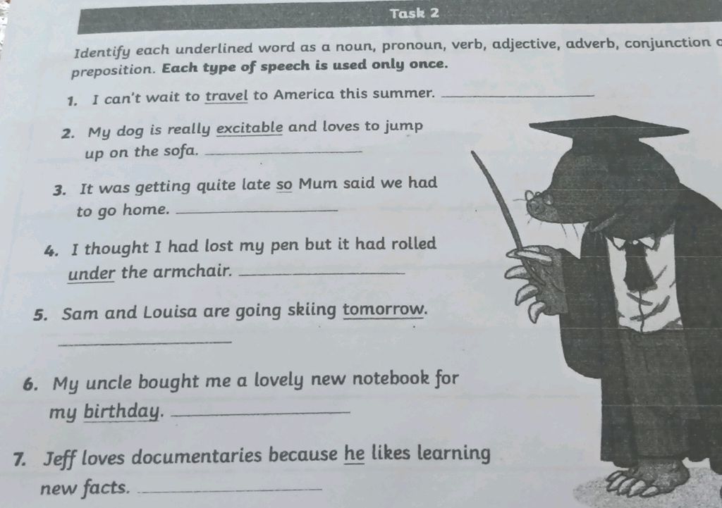 Identify each underlined word as a noun, | StudyX