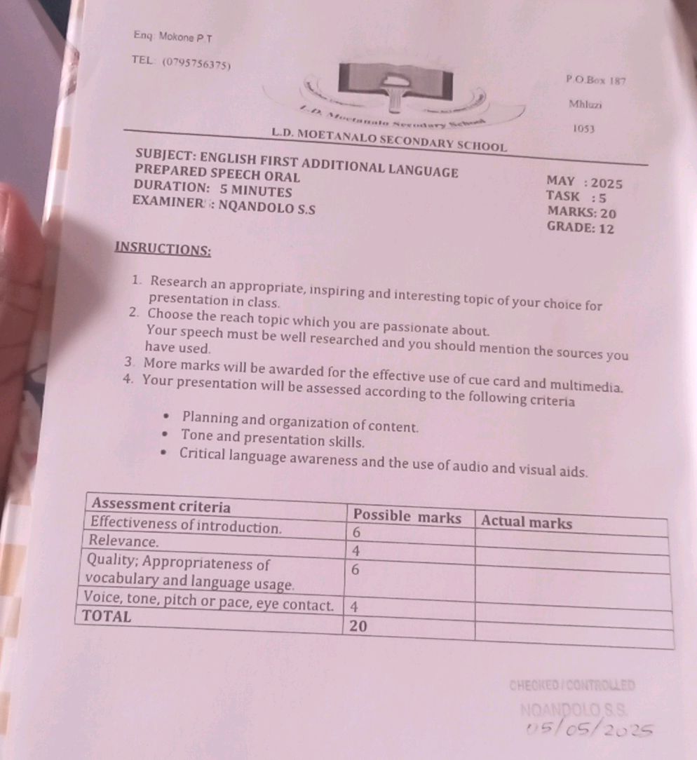 SUBJECT: ENGLISH FIRST ADDITIONAL LANGUAGE | StudyX