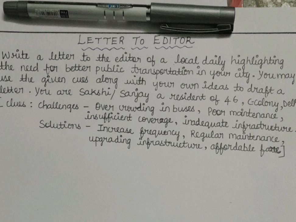 Write a letter to the editor of a local | StudyX