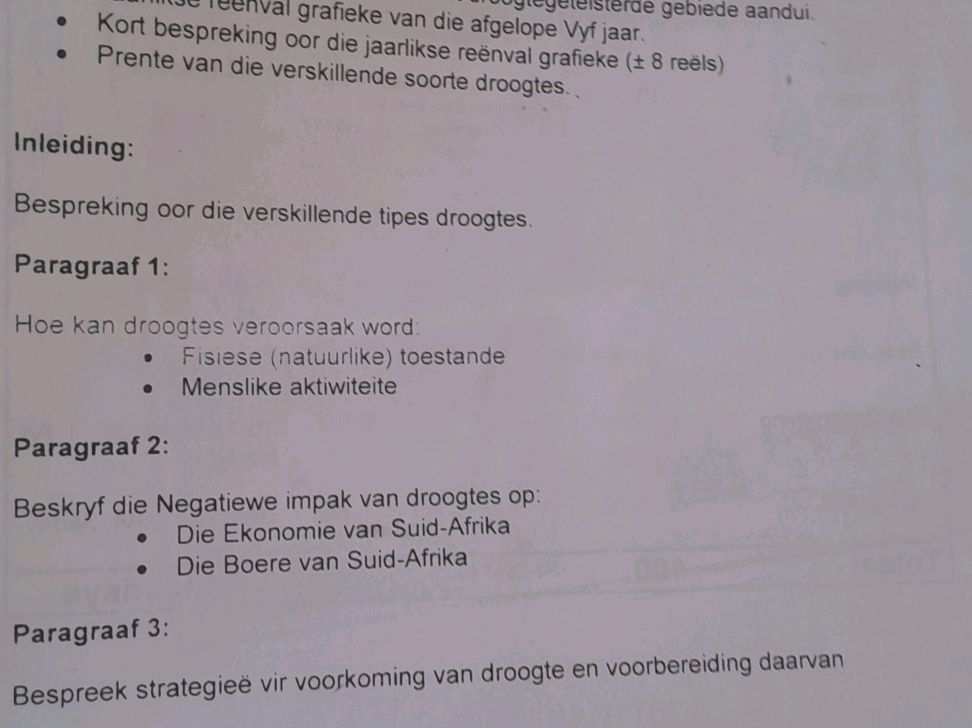 Kort bespreking oor die jaarlikse reënval | StudyX