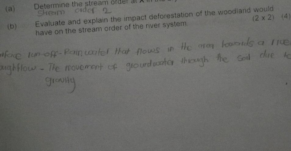 (a) Determine the stream order at X in the | StudyX