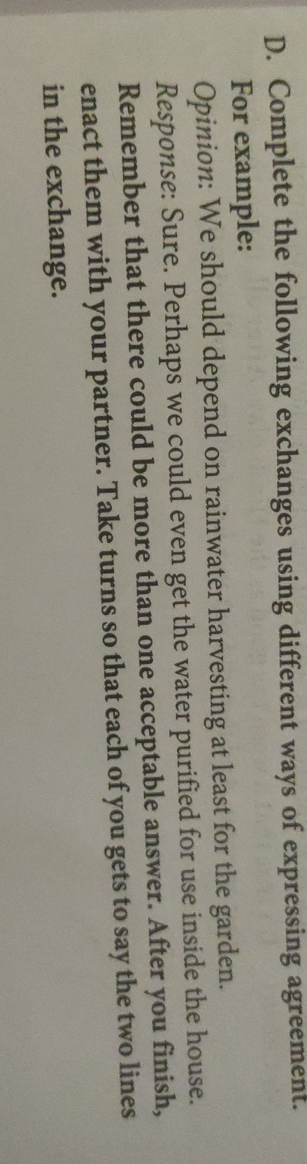 D. Complete the following exchanges using | StudyX