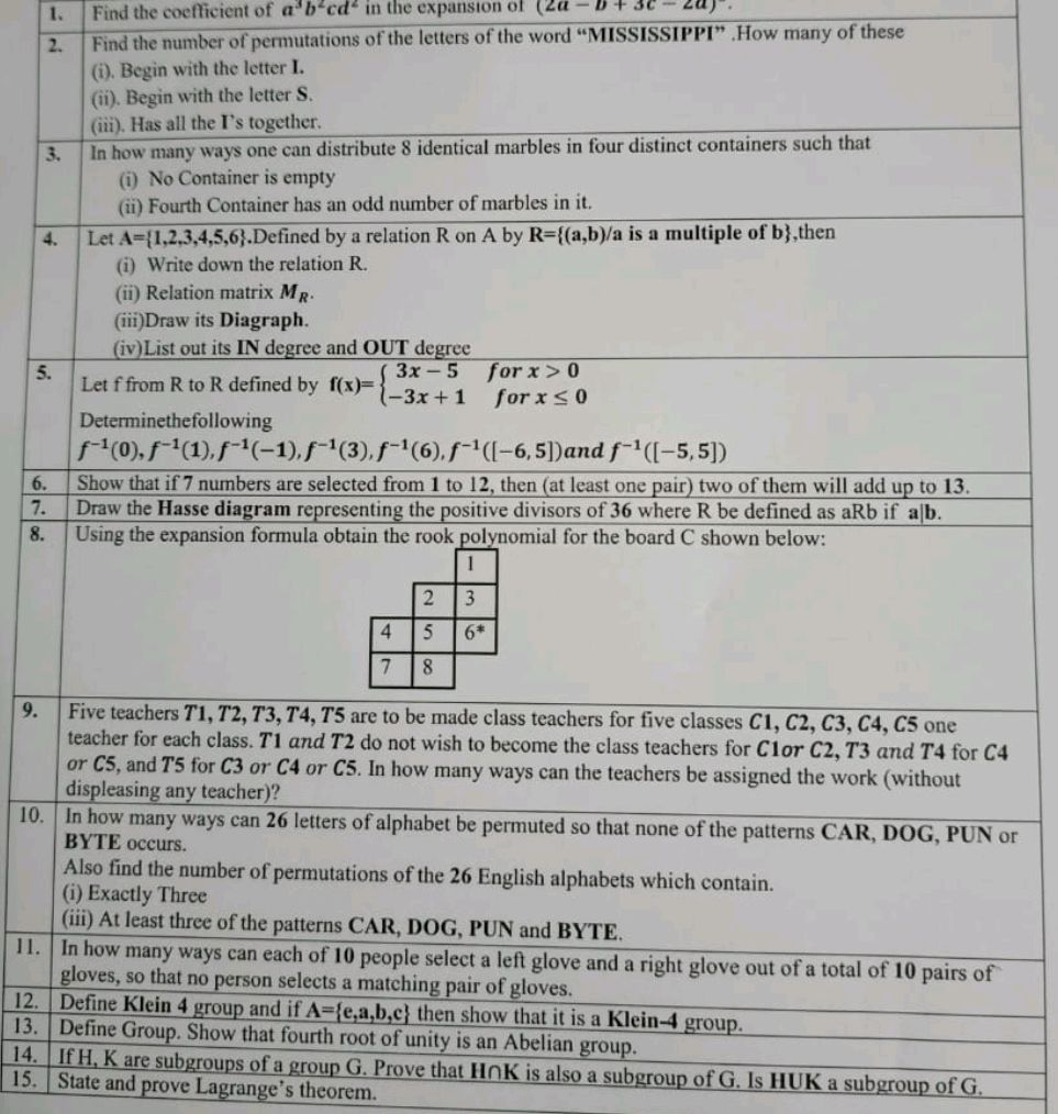 1. Find the coefficient of $a^3b^4cd^2$ in | StudyX