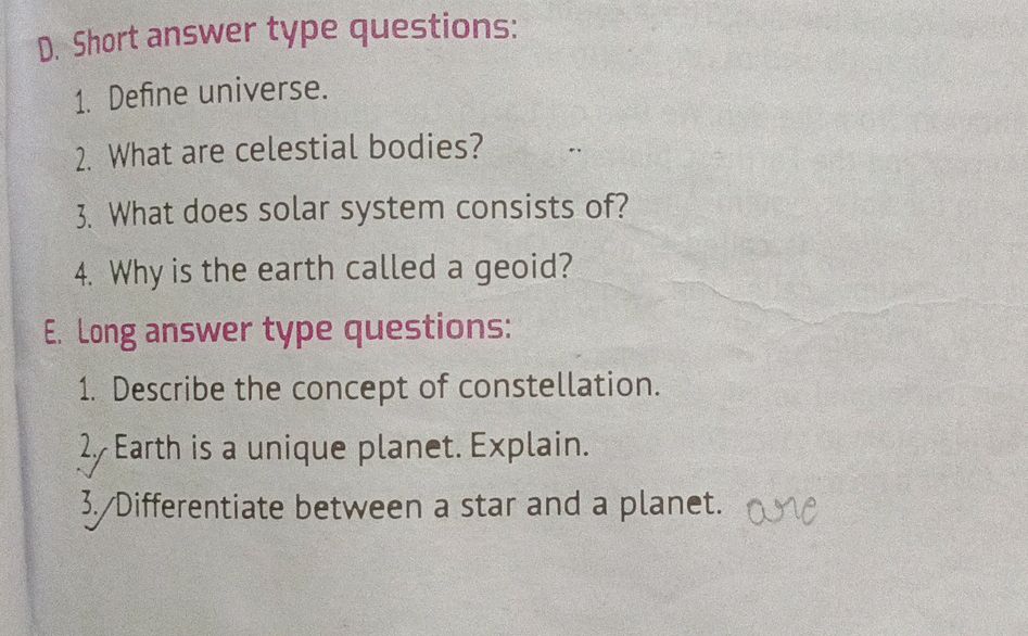 D. Short answer type questions: 1. Define | StudyX