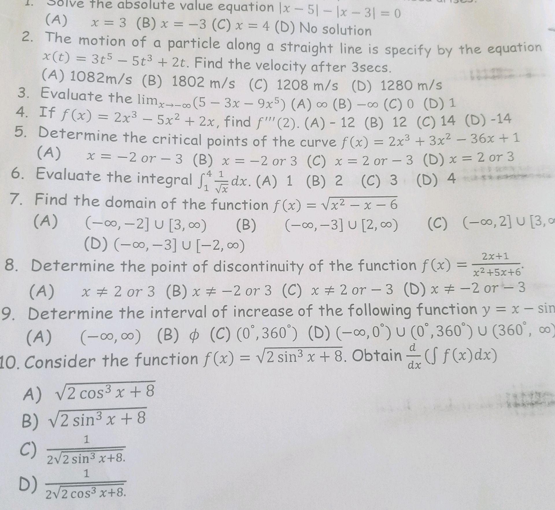 1. Solve the absolute value equation $|x - | StudyX