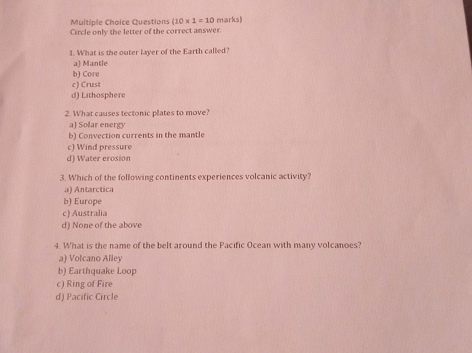 1. What is the outer layer of the Earth | StudyX