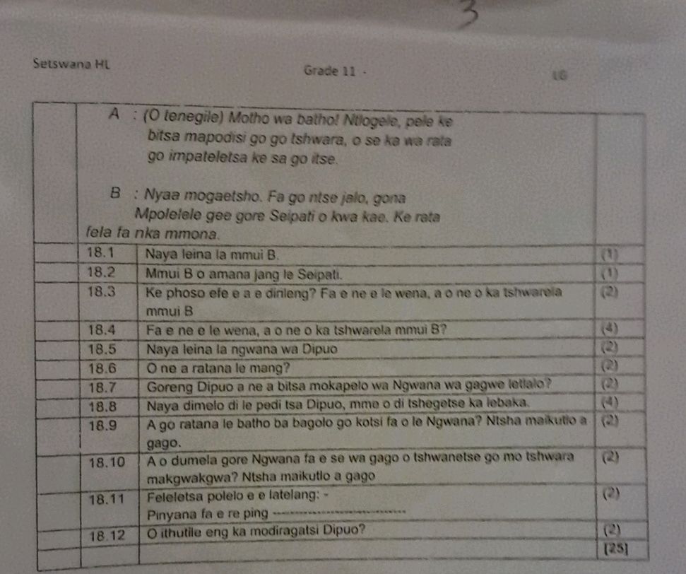 A: (O tenegile) Motho wa batho! Ntlogele, | StudyX