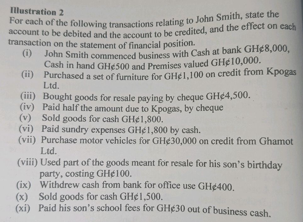 For each of the following transactions | StudyX