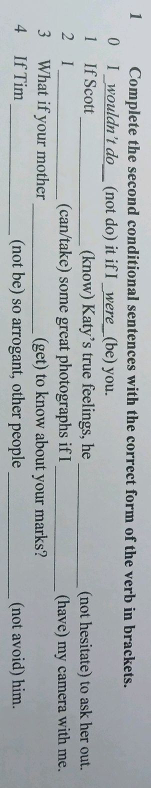 Complete the second conditional sentences | StudyX