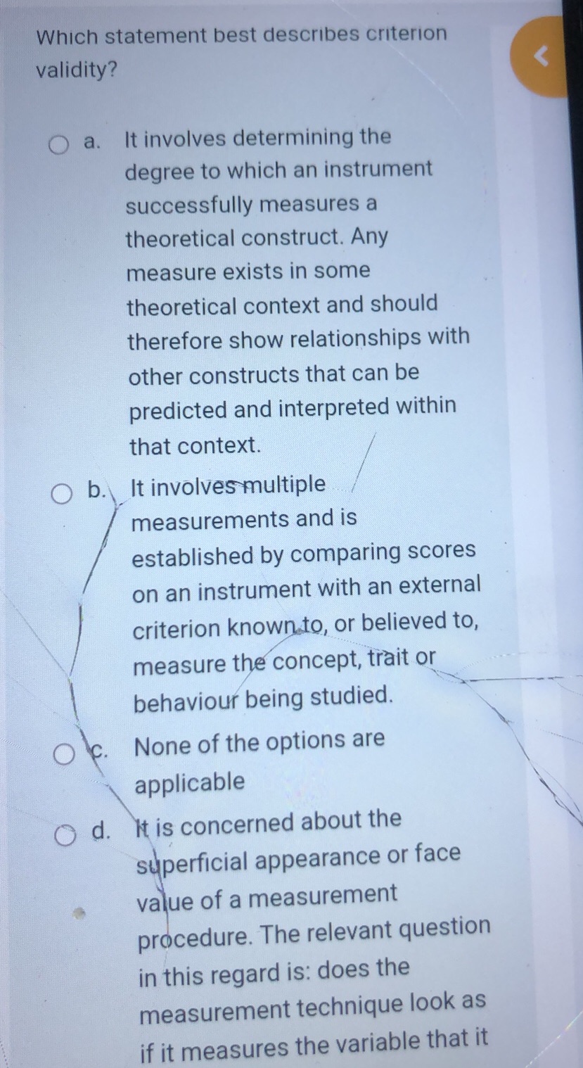 Which statement best describes criterion | StudyX