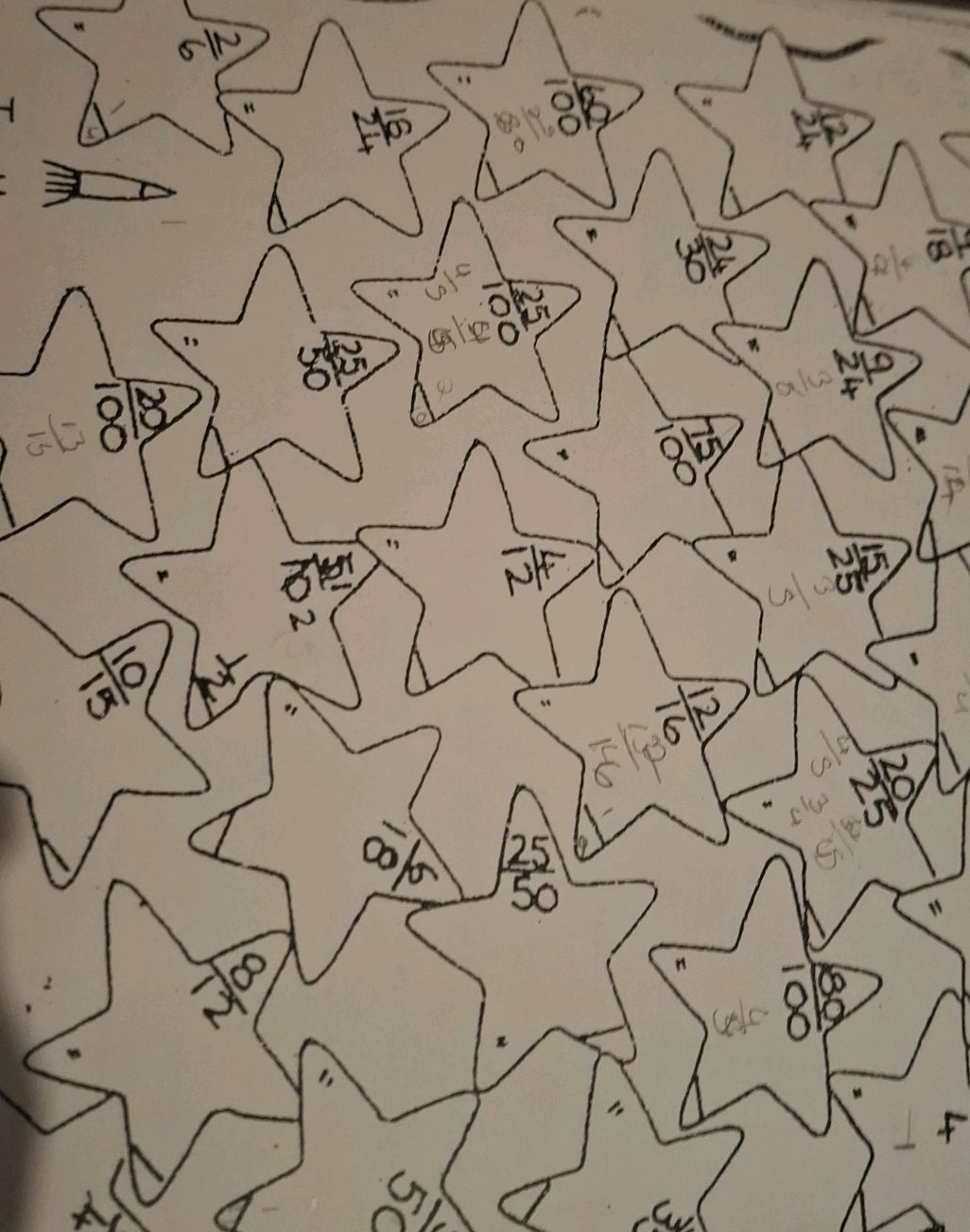 The image shows stars with fractions written | StudyX