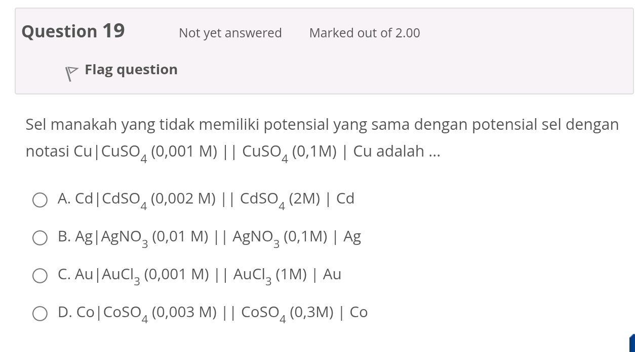 Sel manakah yang tidak memiliki potensial | StudyX