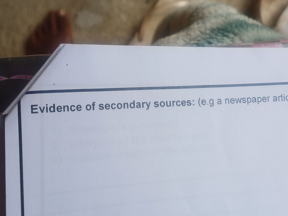 Evidence of secondary sources: (e.g a | StudyX