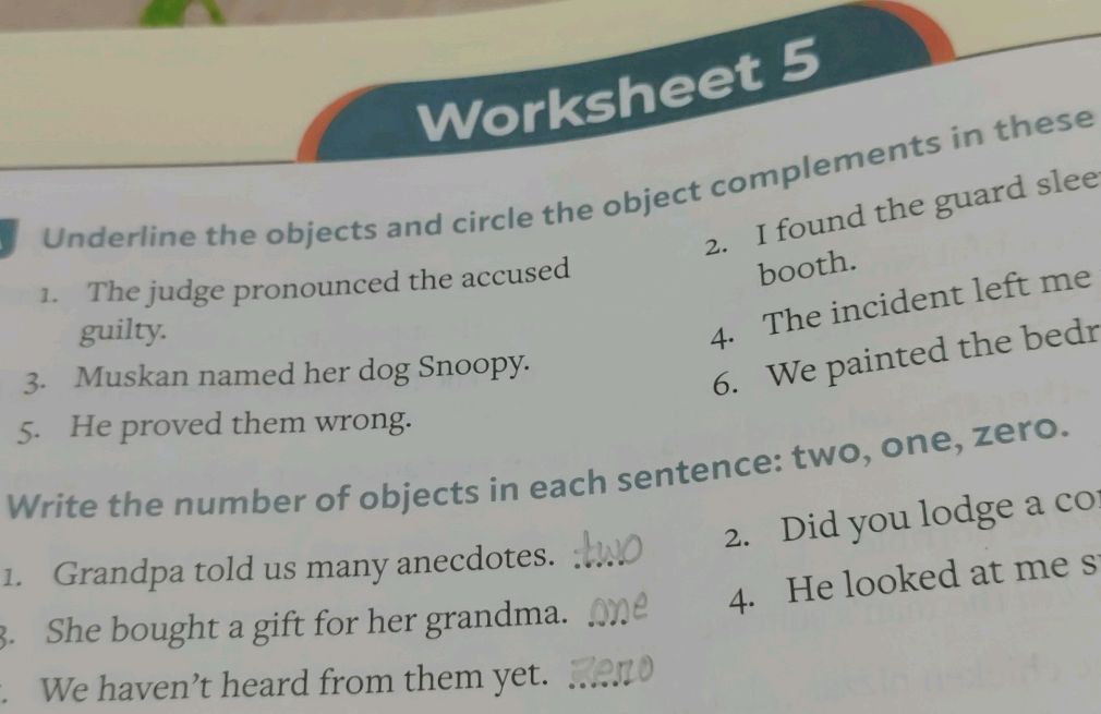 Underline the objects and circle the object | StudyX