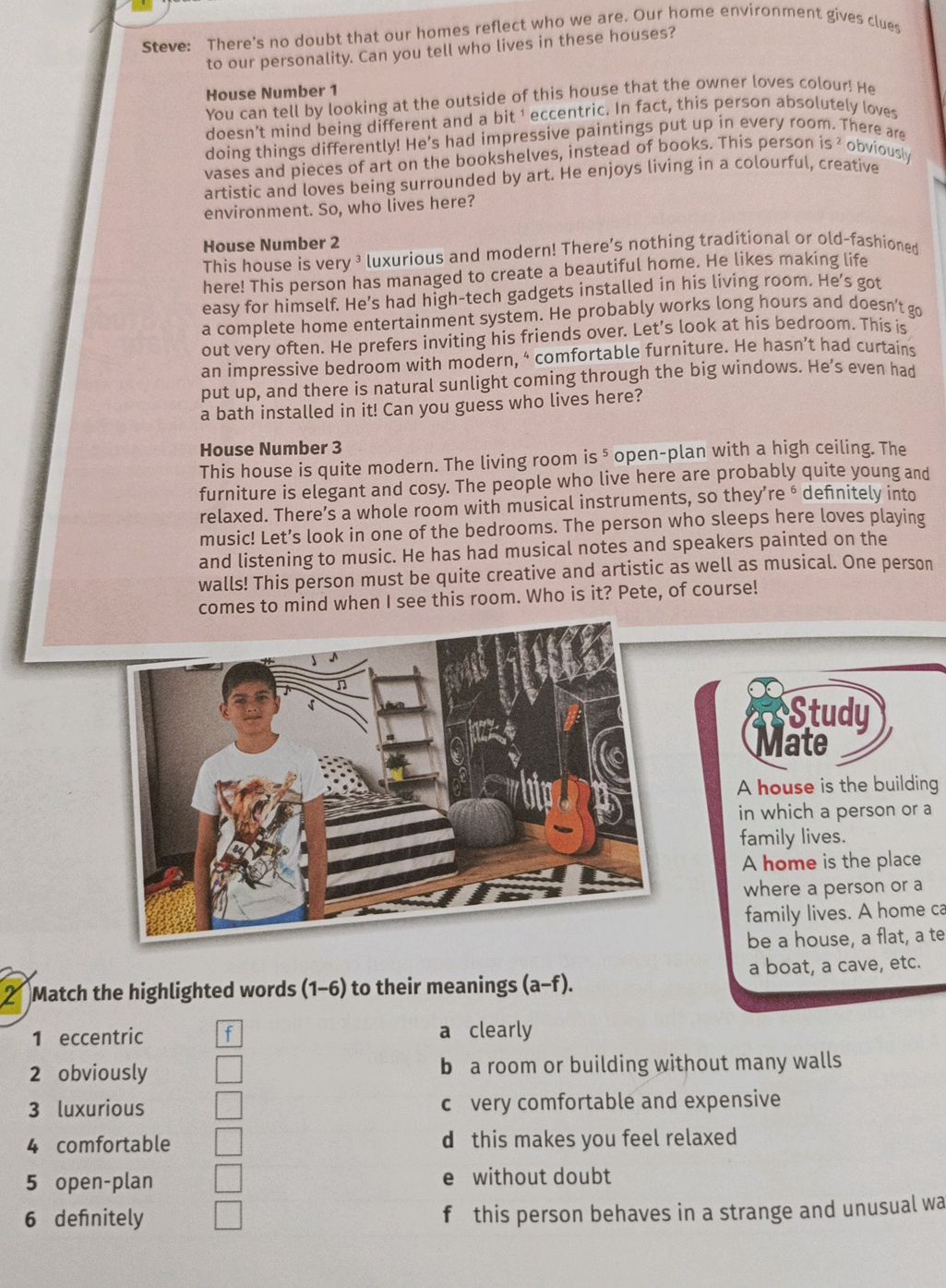 Match the highlighted words (1-6) to their | StudyX