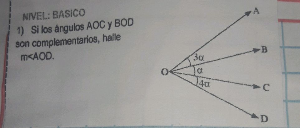 1) Si los ángulos AOC y BOD son | StudyX