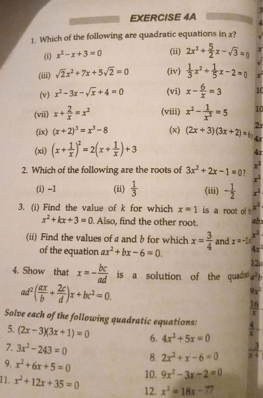1. Which of the following are quadratic | StudyX