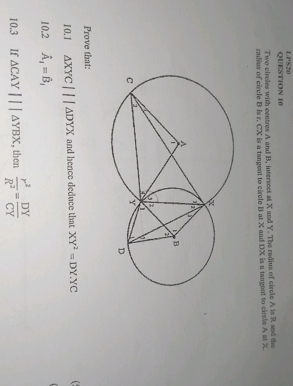 Two circles with centres A and B, intersect | StudyX