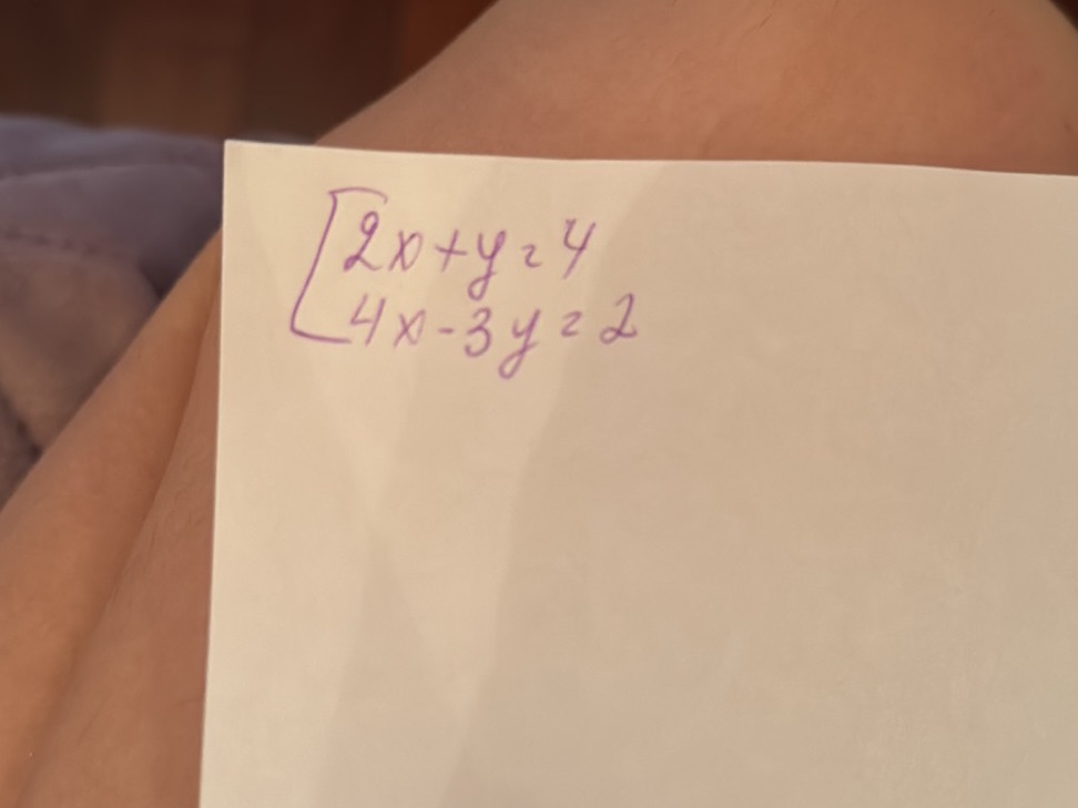 Solve System of Equations: 2x + y = 4 and 4x | StudyX