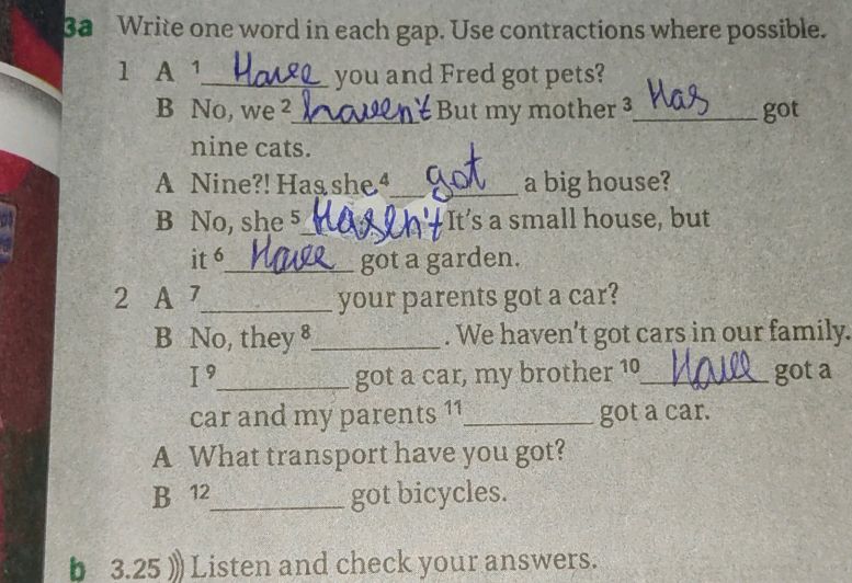 3a Write one word in each gap. Use | StudyX