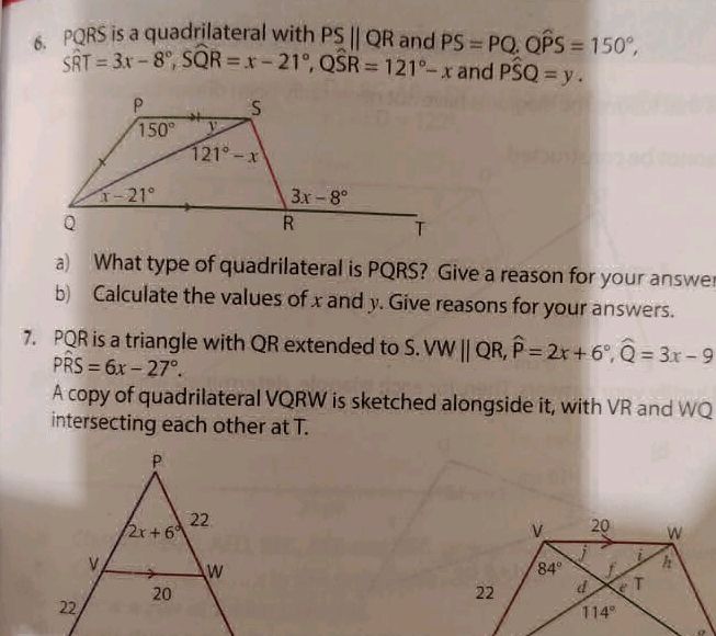 6. PQRS is a quadrilateral with PS || QR and | StudyX