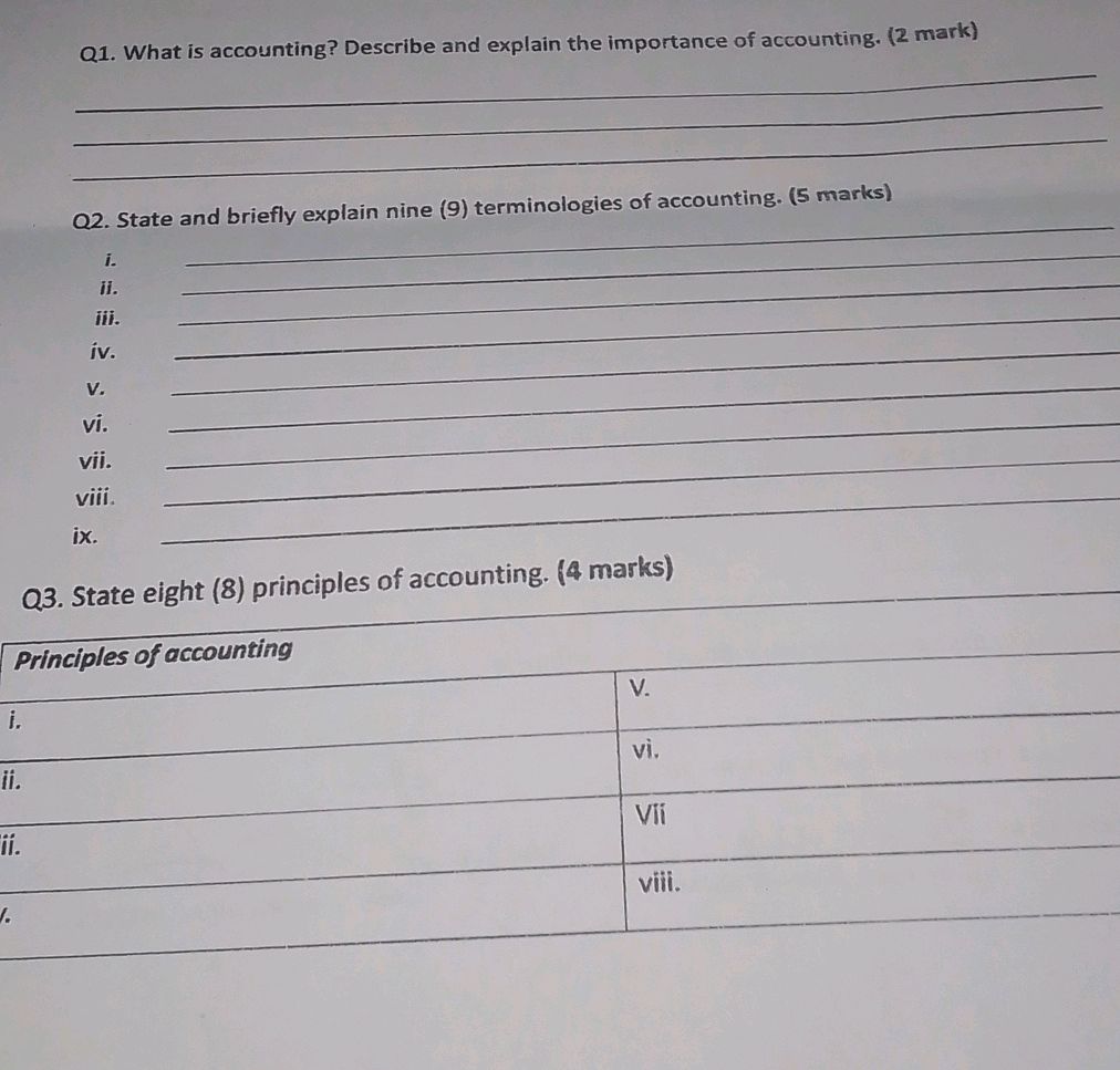 Q1. What is accounting? Describe and explain | StudyX