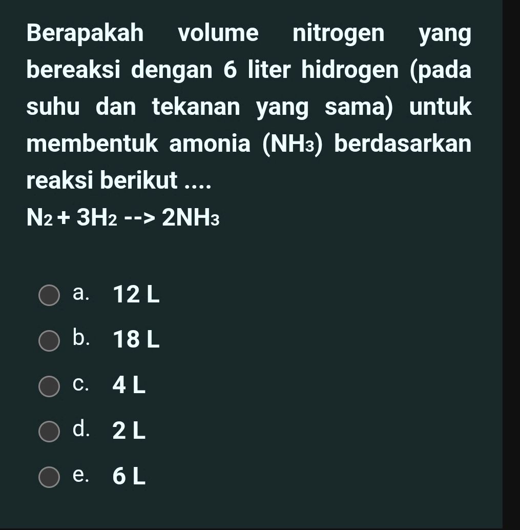 Berapakah volume nitrogen yang bereaksi | StudyX