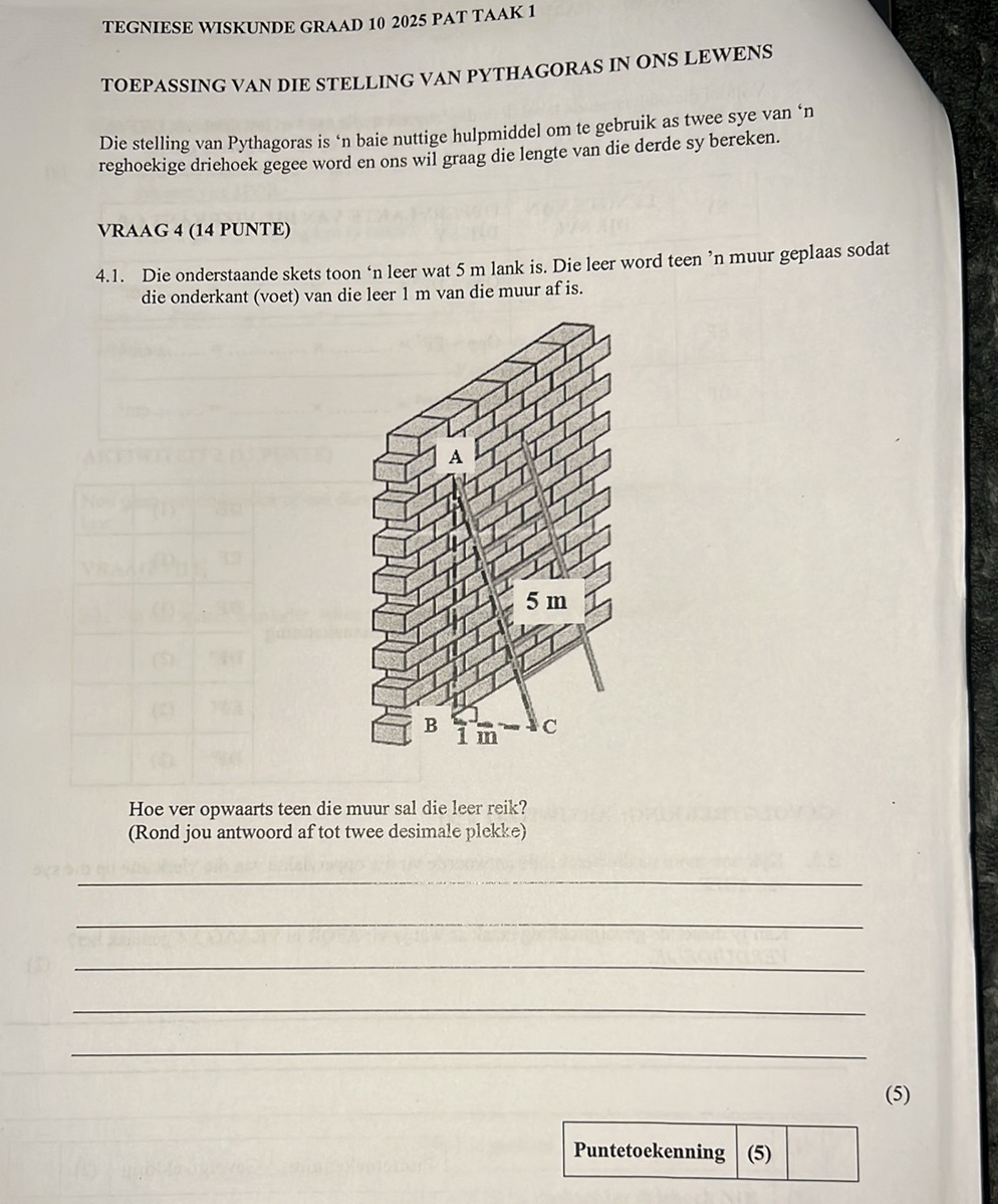 4.1. Die onderstaande skets toon 'n leer wat | StudyX