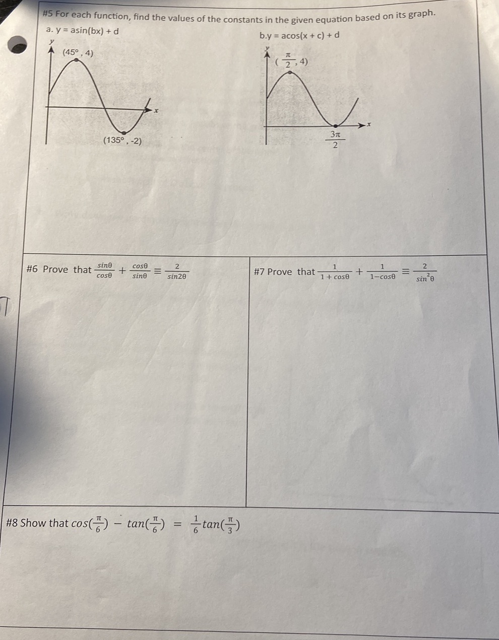 #5 For each function, find the values of the | StudyX